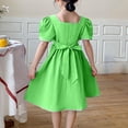 Babcutegg Elegant Solid Color Princess Dress With Square Neck Bow ...