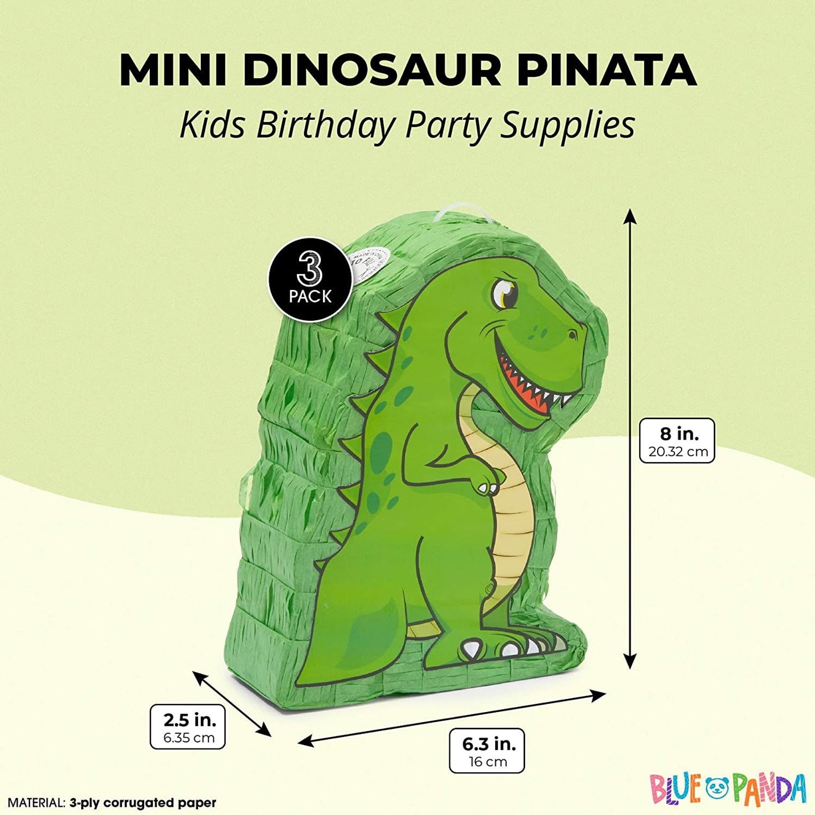 3 Pack Mini T-Rex Themed Dinosaur Pinata for Kids Boys Green Dino ...
