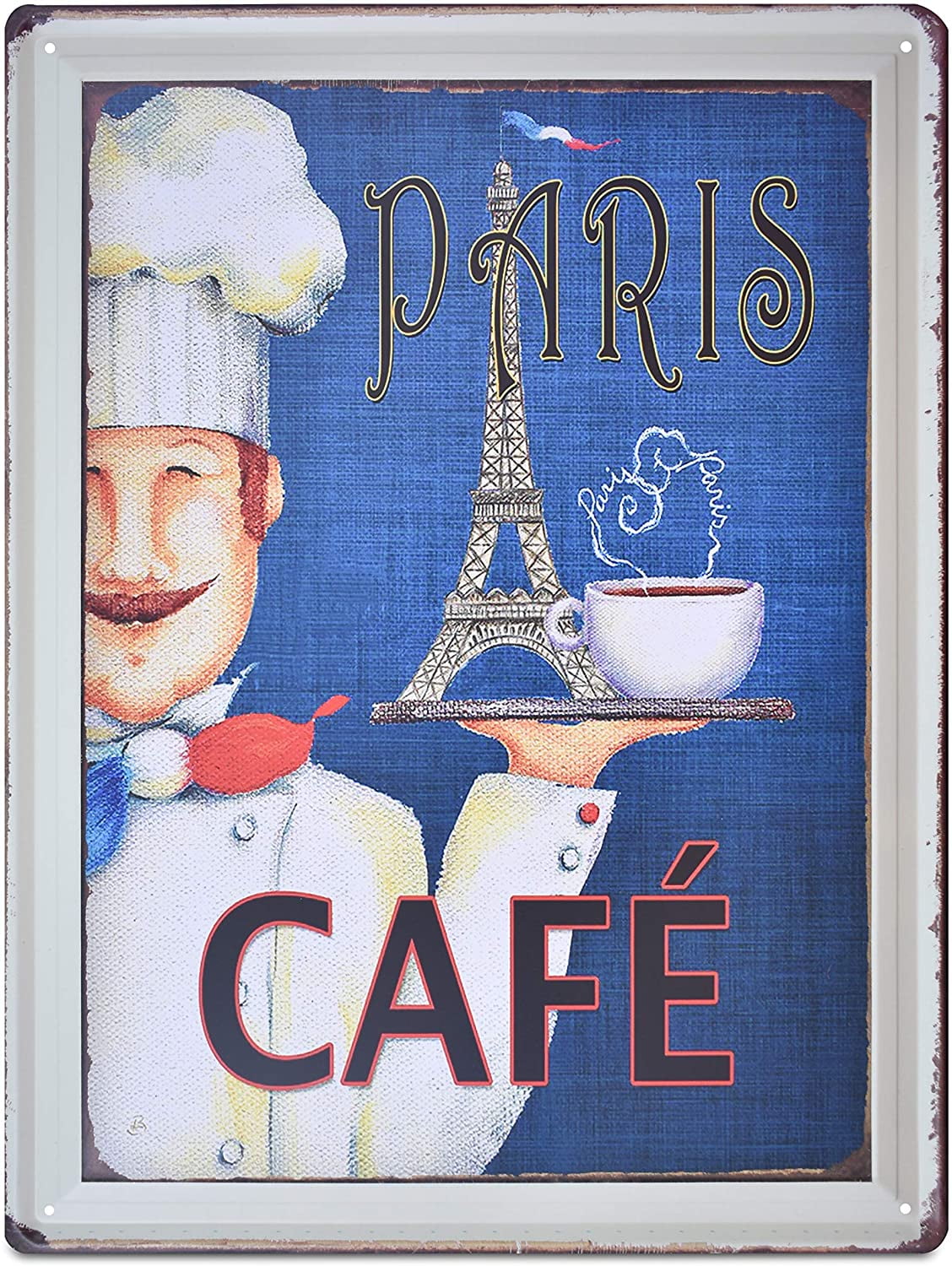 Paris Cafe Eiffel Tower Coffee Cup Chef Diner Retro Thick Sturdy Metal ...