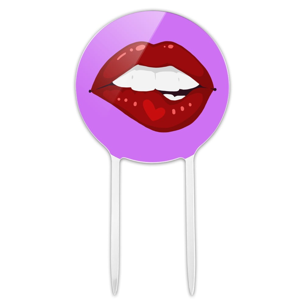 Acrylic Seductive Luscious Bite Biting Lip Cake Topper Party Decoration ...