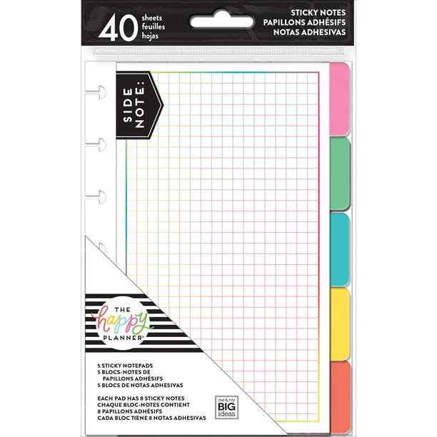 Happy Planner Sticky Notes 40/Pkg-Brights, 5 Designs/8 Each - Walmart.com