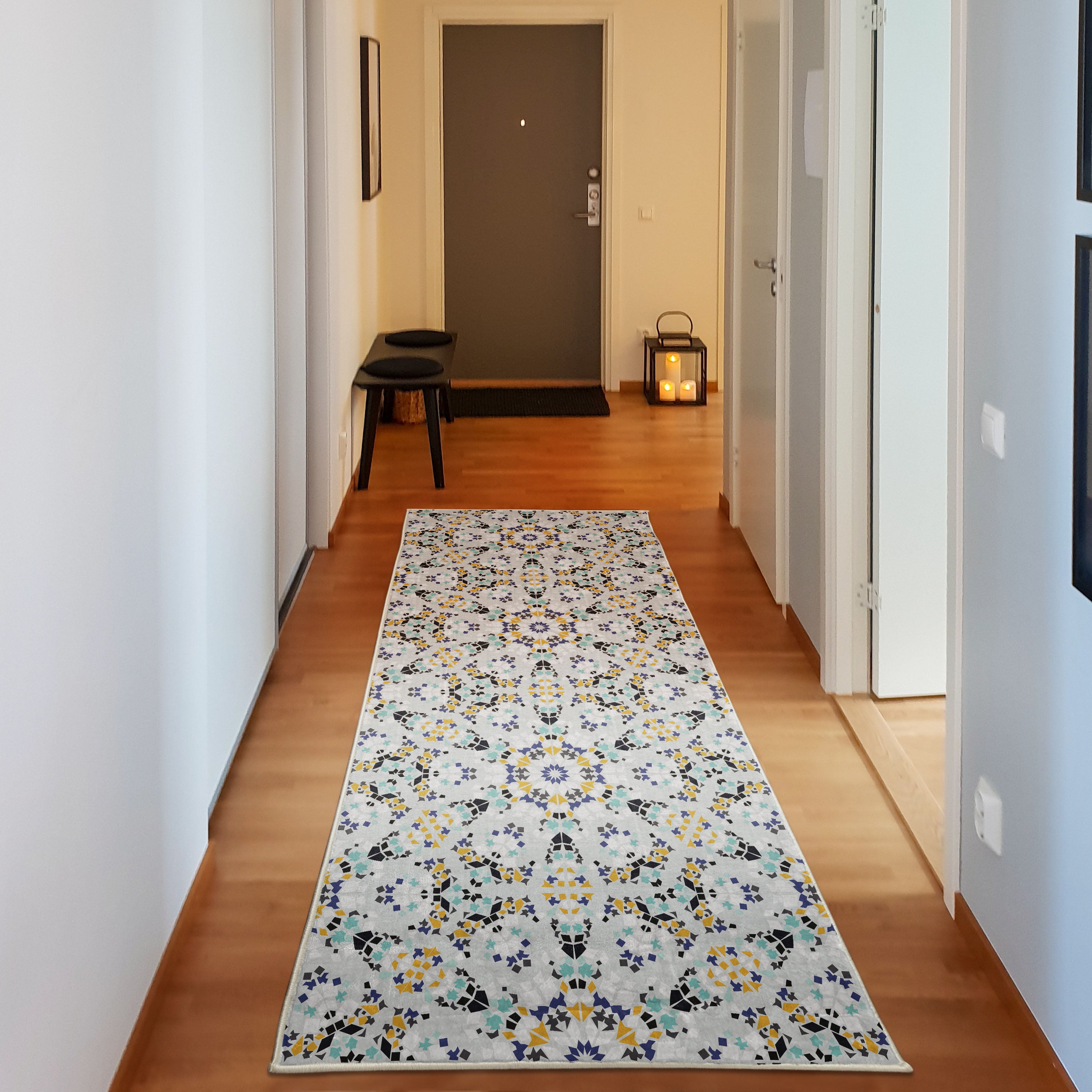 Mosaic Decorative Rug, Antique Roman Time Inspired Rock Design with ...