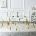 Holaki 63 inch Rectangle Glass Dining Table Set for 6, Tempered Glass ...