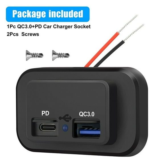 12-24V Dual USB Car Charger Socket with QC3.0 & PD3.0 Fast Charging for ...