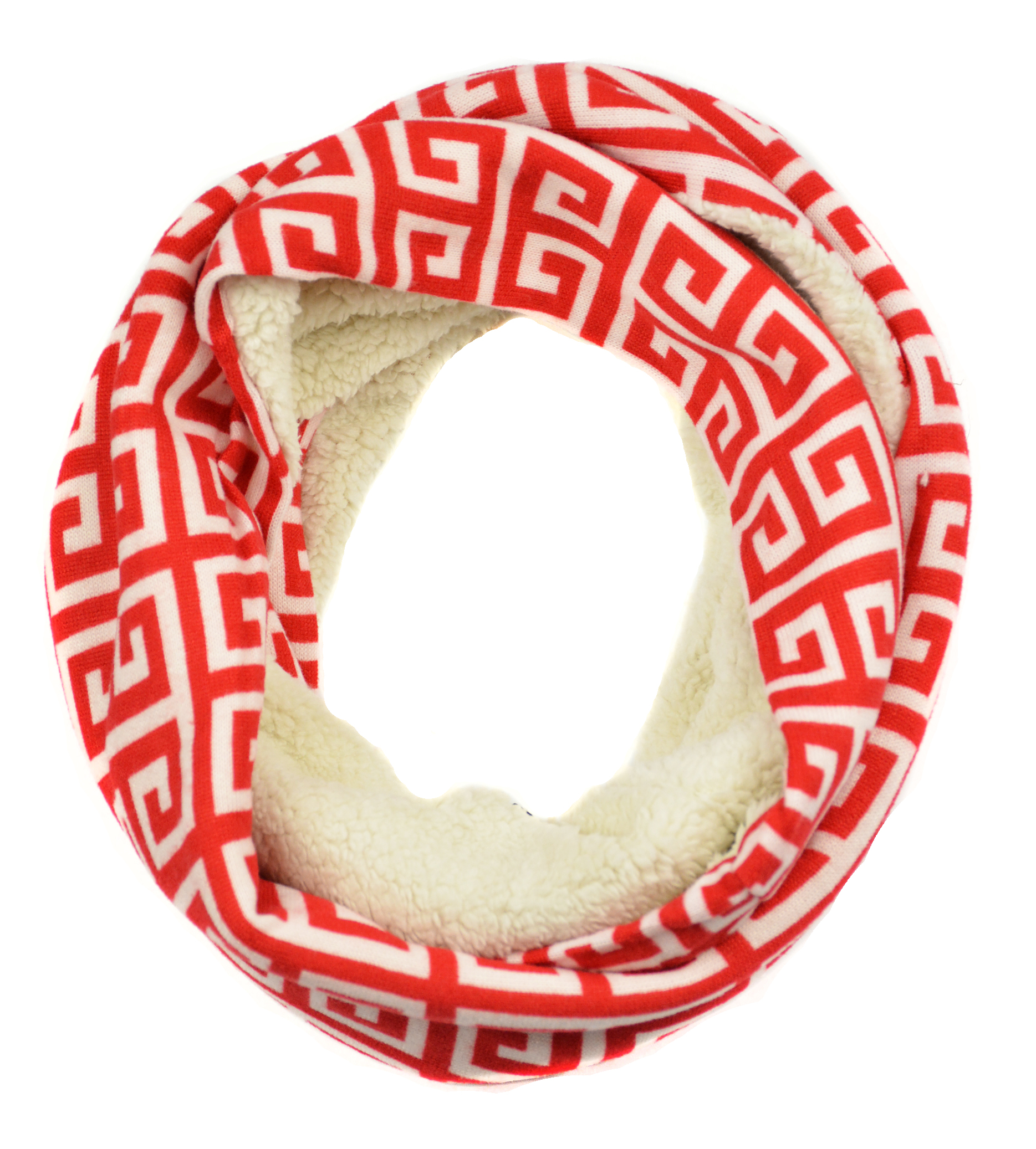 Sassy Scarves Women's Sherpa Lined Greek Key Pattern Loop Infinity ...