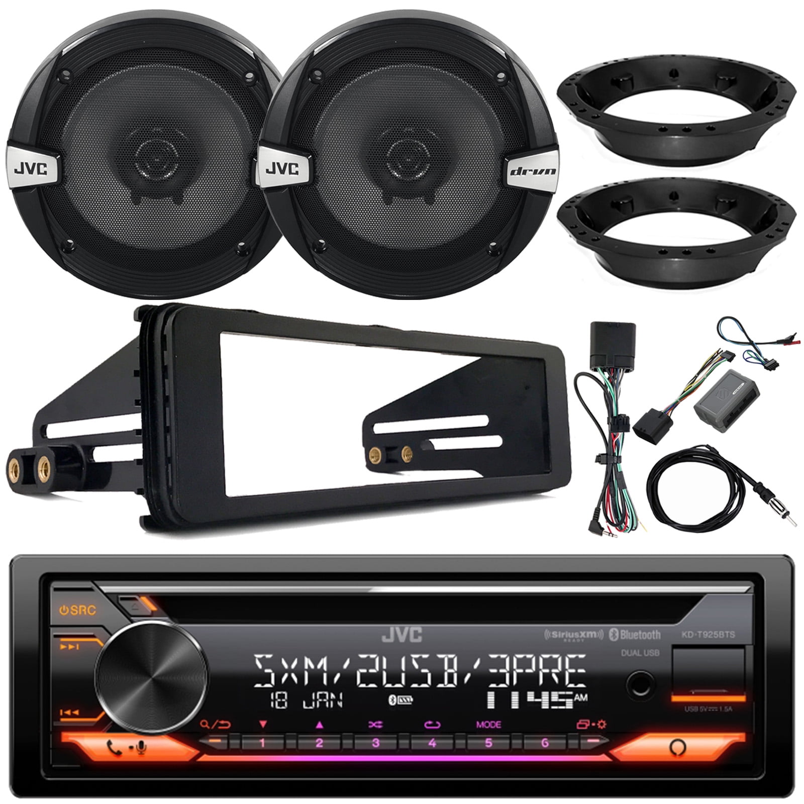 JVC KD-T925BTS Single DIN Bluetooth CD Player USB AUX Stereo Car Audio ...