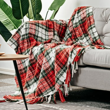 LALIFIT Christmas Home Decorations Super Soft Fluffy Plaid Throw ...