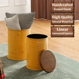 Glitzhome 2Pcs Rustic Storage Seat Stool Farmhouse End Table Metal ...