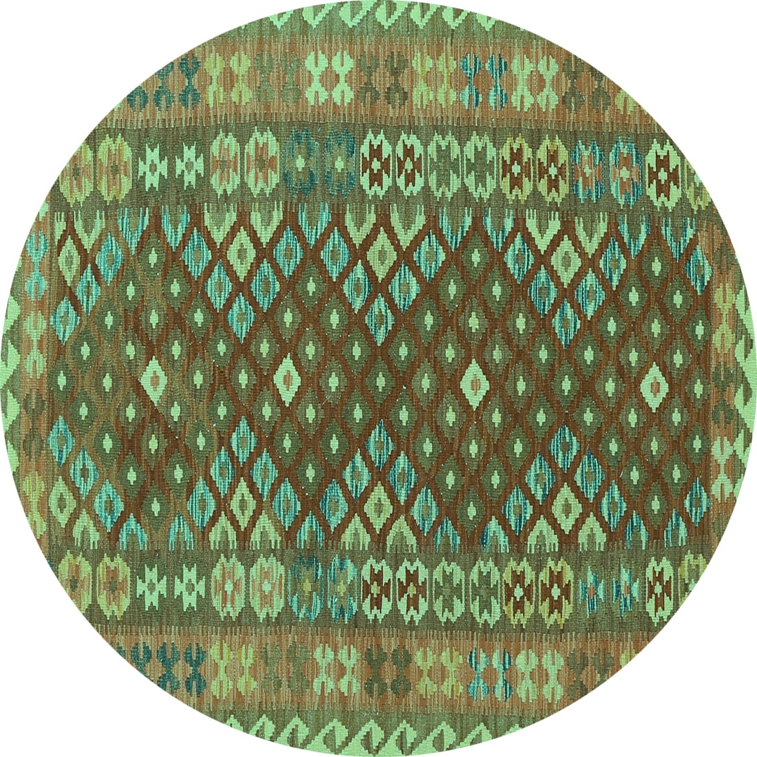 Ahgly Company Indoor Round Southwestern Turquoise Blue Country Area ...