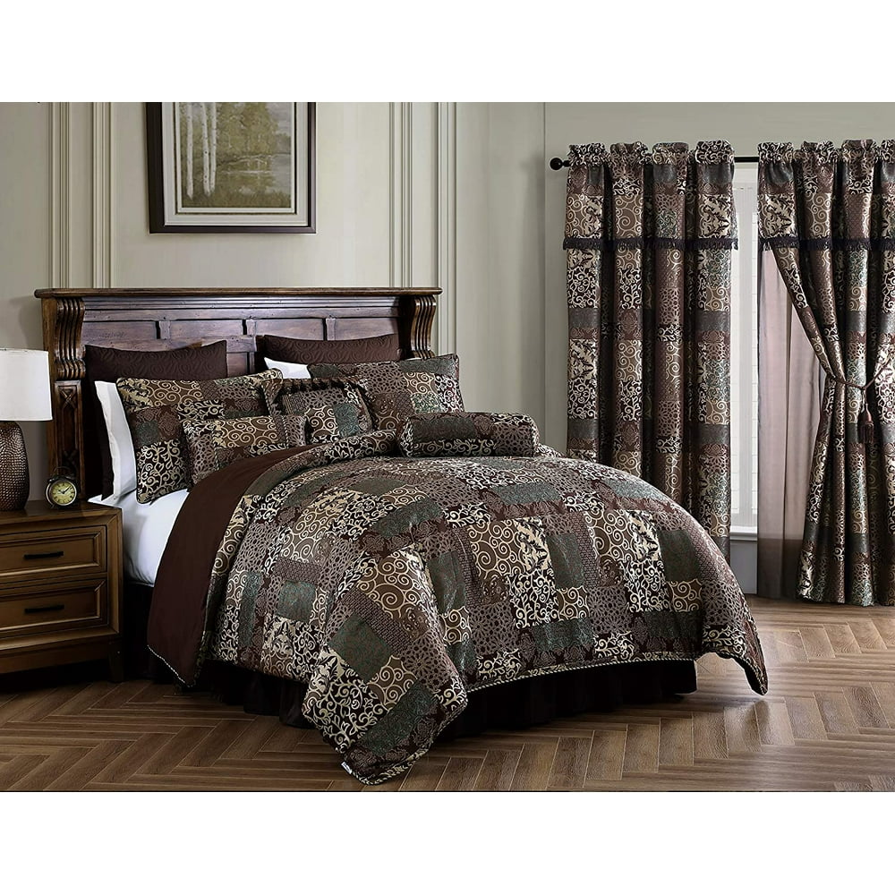 Chezmoi Collection Amelia 9-Piece Floral Jacquard Patchwork Comforter ...