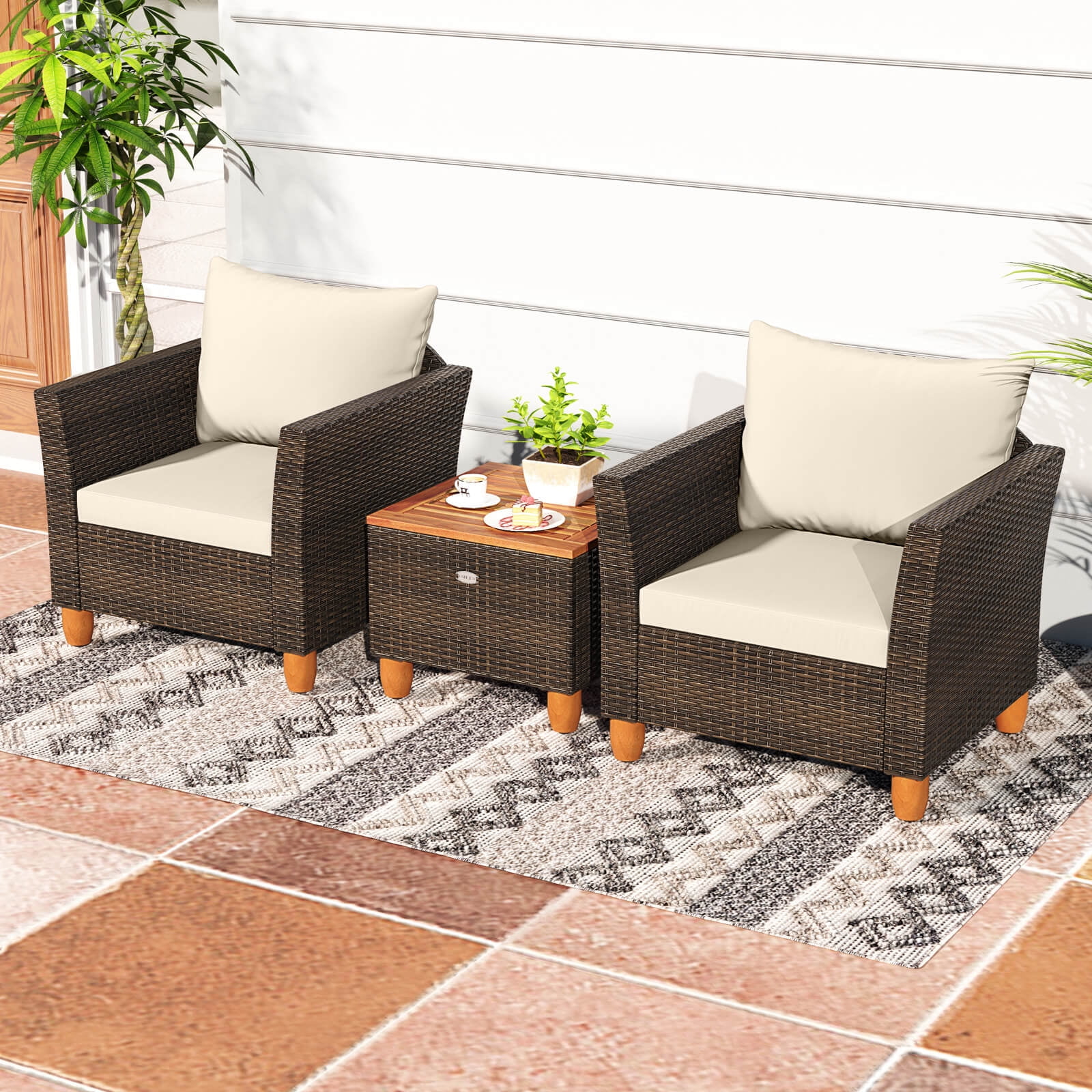 Click here for Costway 3 Pcs Outdoor Patio Rattan Bistro Furnitur... prices