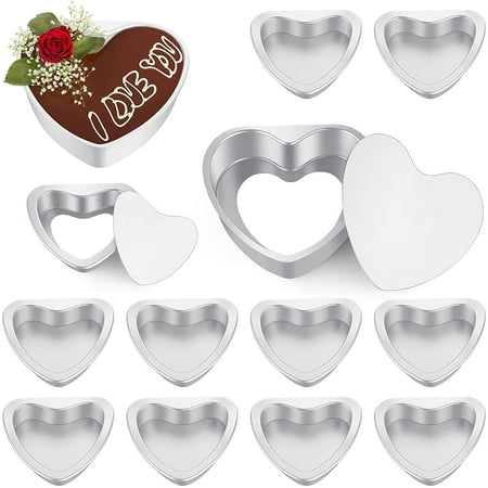 11 Pieces Valentine's Aluminium Heart Shaped Cake Pan for Baking 10 and ...