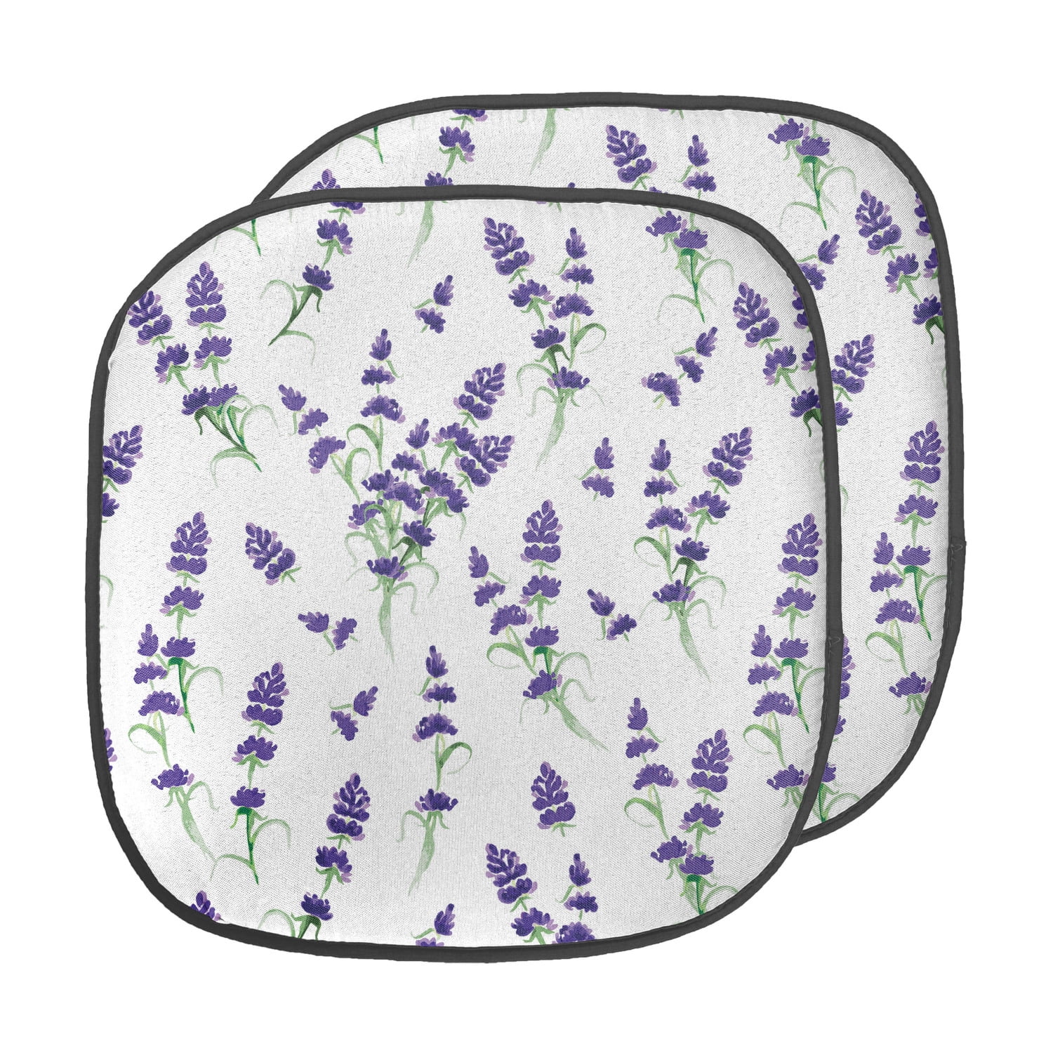Flower Chair Seating Cushion Set of 2, Watercolor Lavender Flowering ...