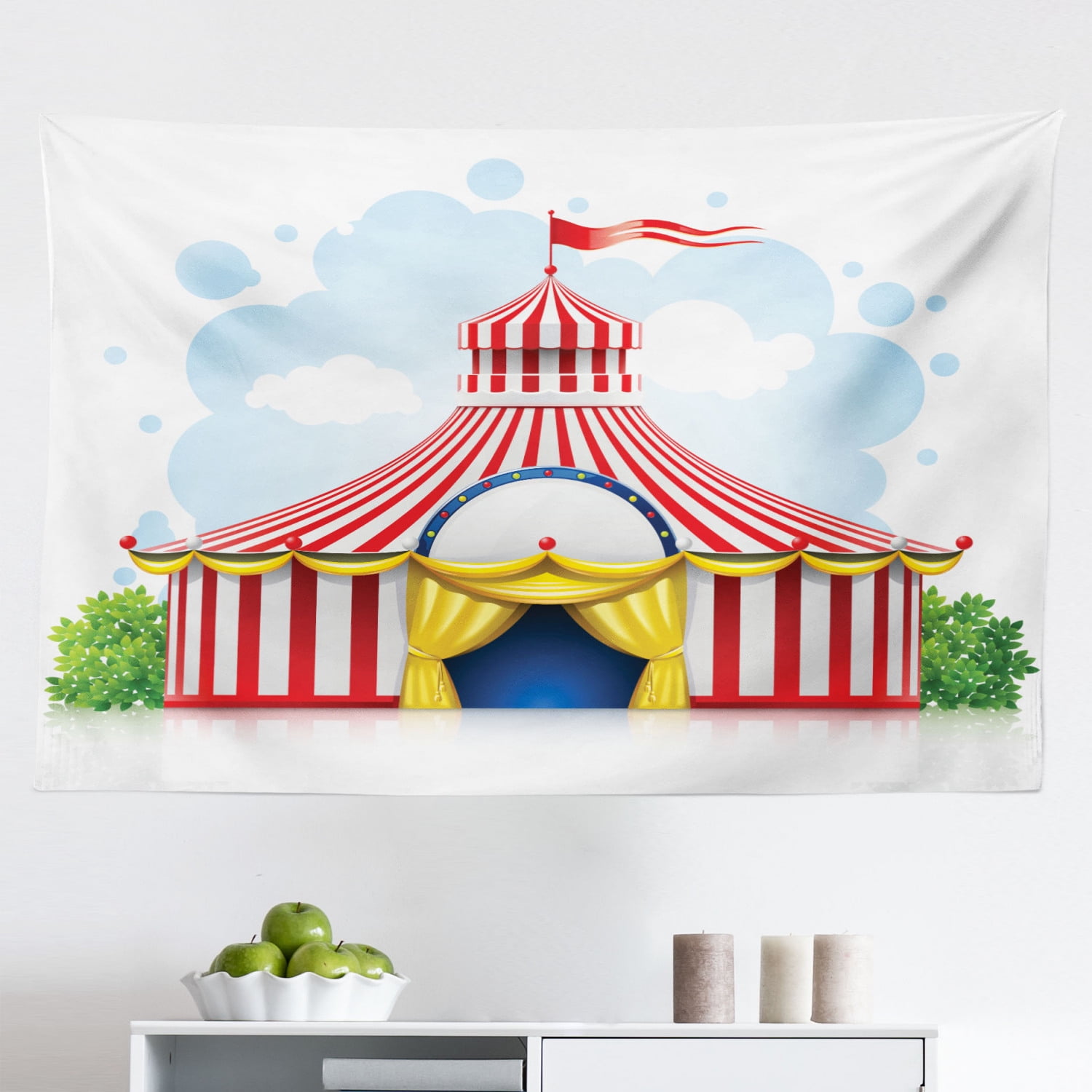 Circus Tapestry, Circus Sign Baroque Style Big Top Enjoyment Theme ...