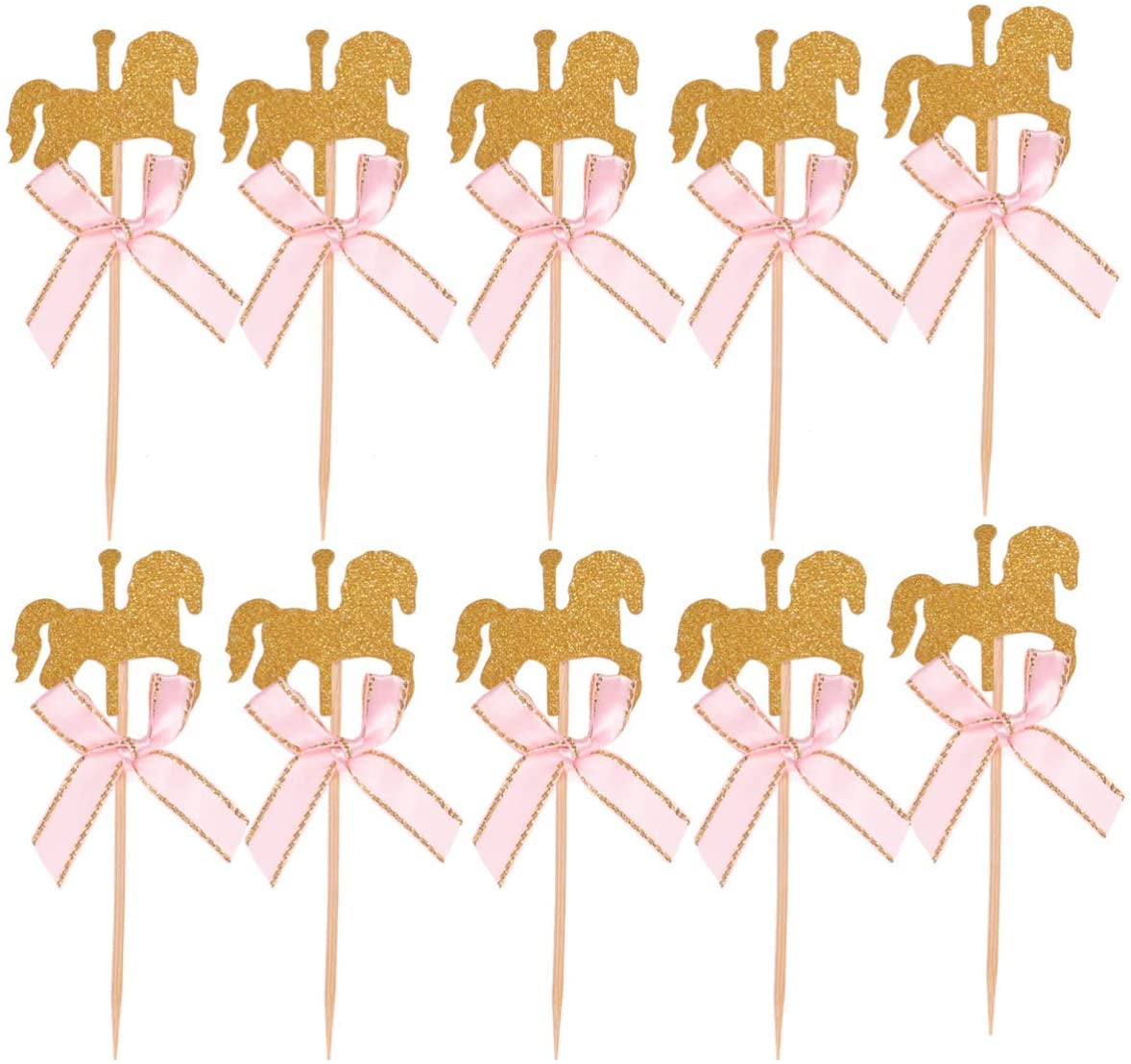 5 uds caballo pastel Toppers Animal Cupcake Toppers caballo carrusel ...
