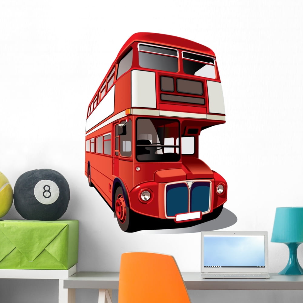 Omnibus Double Decker Bus Wall Decal Sticker, Wallmonkeys Peel & Stick ...