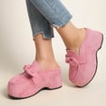 Women's Faux Suede Bowknot Wedge Mules, Slip-On Platform Clogs for ...