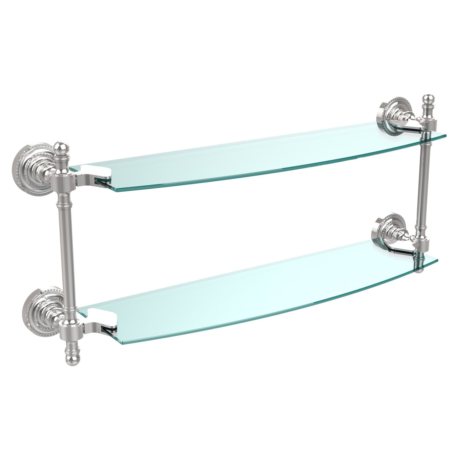 Retro Dot Collection 24-in Two Tiered Glass Shelf in Polished Chrome ...