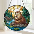 Beaver Window Stained Glass Suncatcher Forest Animal Decor Hanging ...