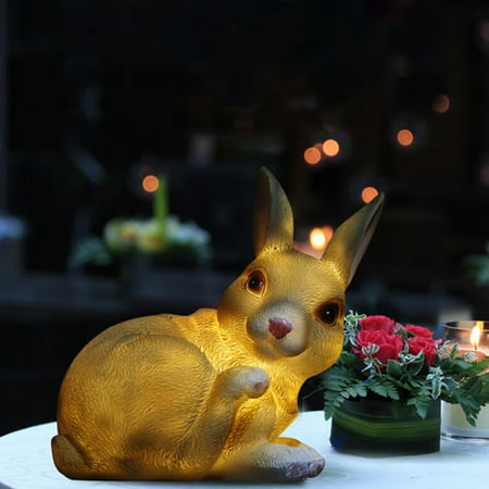 Solar Powered LED Rabbit Lamp Waterproof Warm Light Night Lamp for ...