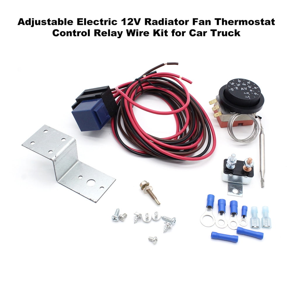12V Electric Radiator Fan Thermostat Control Relay Wiring Kit For Car ...