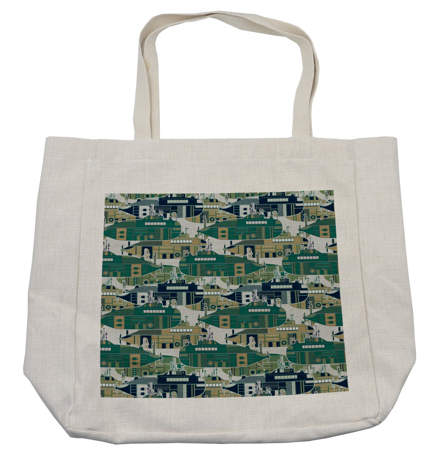 Retro Shopping Bag, Retro Submarine Concept with Torpedoes Vintage Hand ...