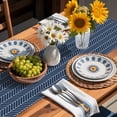 Blue Herringbone Stripes Table Runner, Modern Abstract Geometric Navy ...