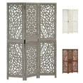 vidaXL Room Divider Hand Carved 3 Panel Room Divider Screen Solid Wood ...