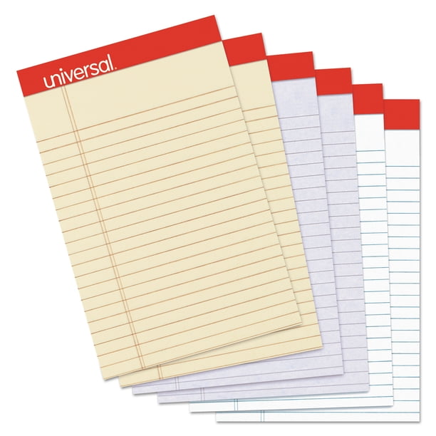 Universal Colored Perforated Writing Pads, Narrow Rule, 5 x 8, Assorted ...