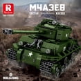 Reobrix M4A3E8 Sherman Tank Building Set, 836 Pcs WW2 American Military ...
