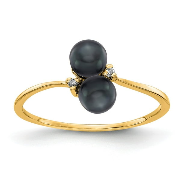 Aa Jewels Solid 14k Yellow Gold 4mm Black Freshwater Cultured Pearl