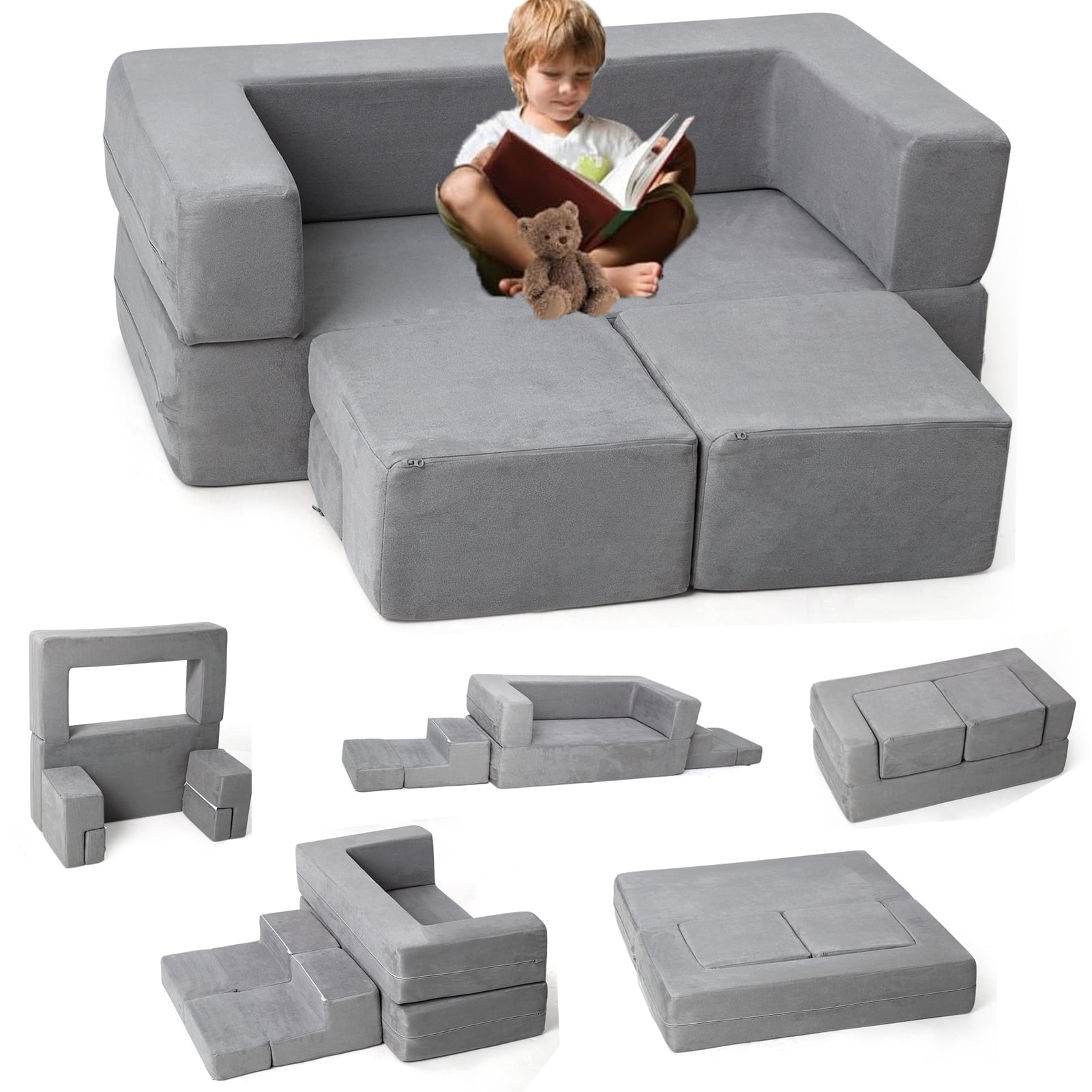 Kids Couch,Child Sectional Sofa,Multifunctional Couch for Playing ...