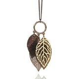 Pomina Gold Silver Two Tone Filigree Fall Leaf Pendant Long Necklace ...