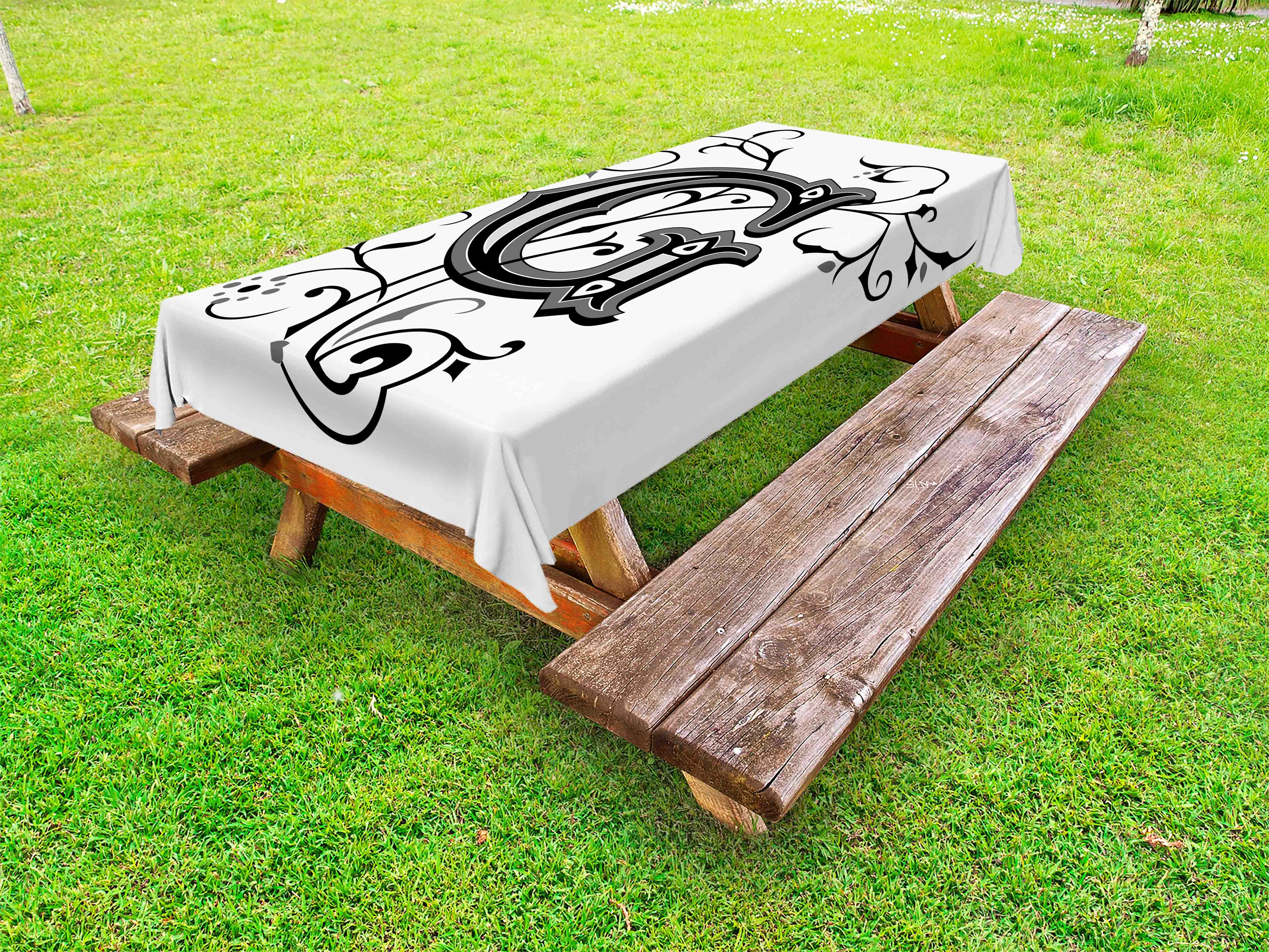 Letter G Outdoor Tablecloth, Middle Eastern Culture Inspired Uppercase ...