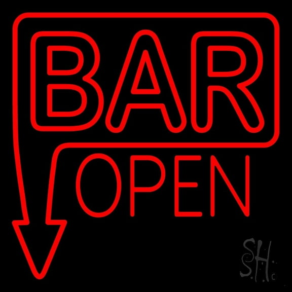 Cursive Red Wine Bar Open LED Neon Sign 10 x 24 - inches, Clear Edge ...