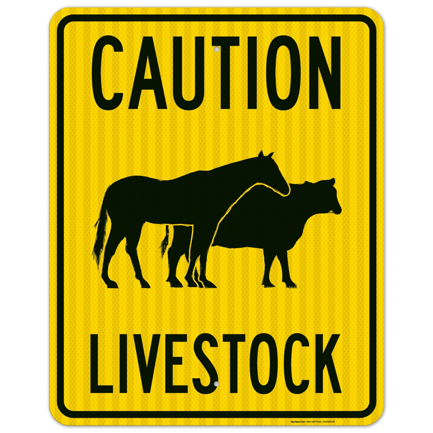 Caution Livestock With Horse And Cow Symbol Sign, - Walmart.com