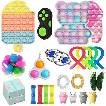 IGUOHAO Fidget Toy Pack, Pop Bubble Cheap Sensory Fidget Toy Set Stress Relief Toys with Marble ...