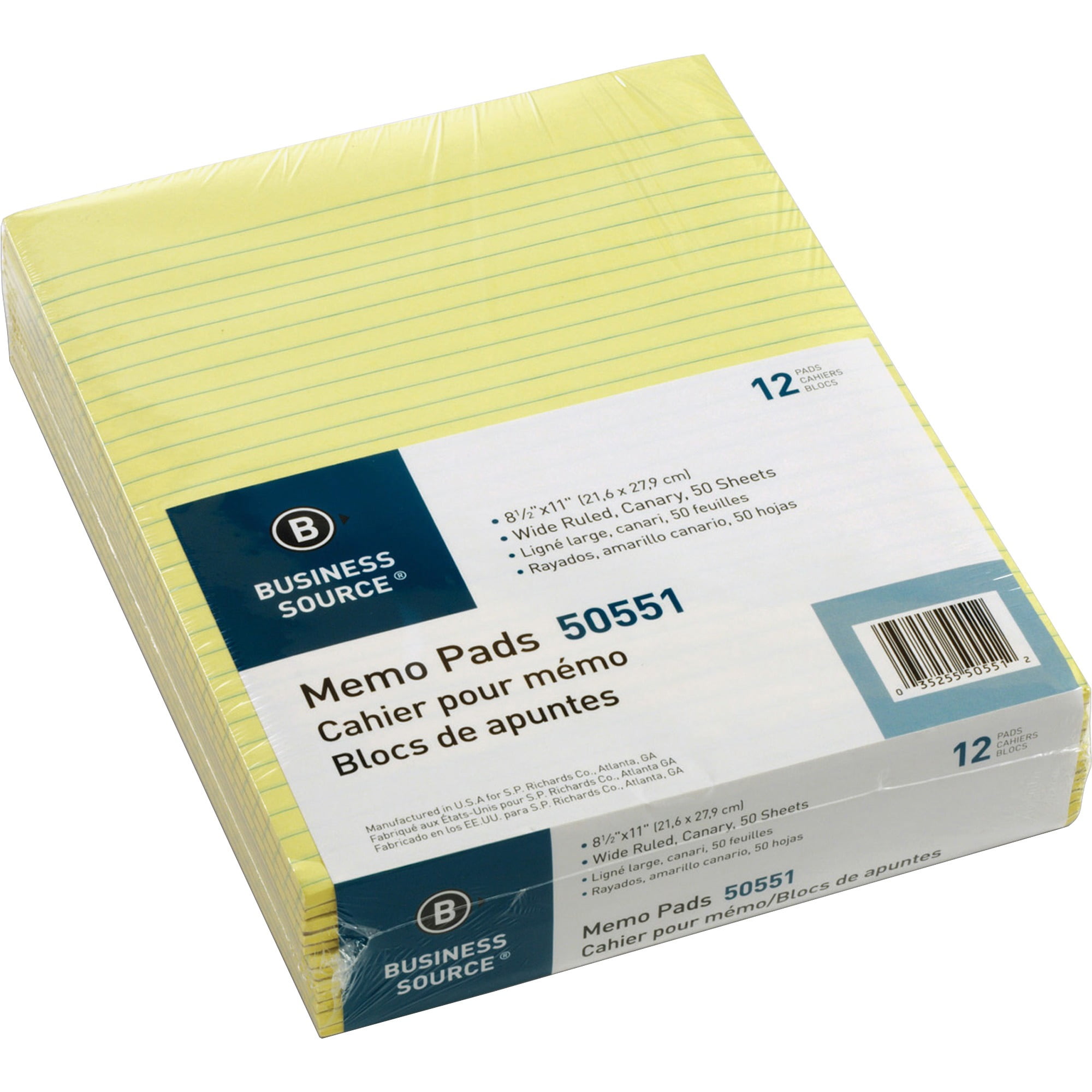 Business Source, BSN50551, Glued Top Ruled Memo Pads - Letter, 12 ...
