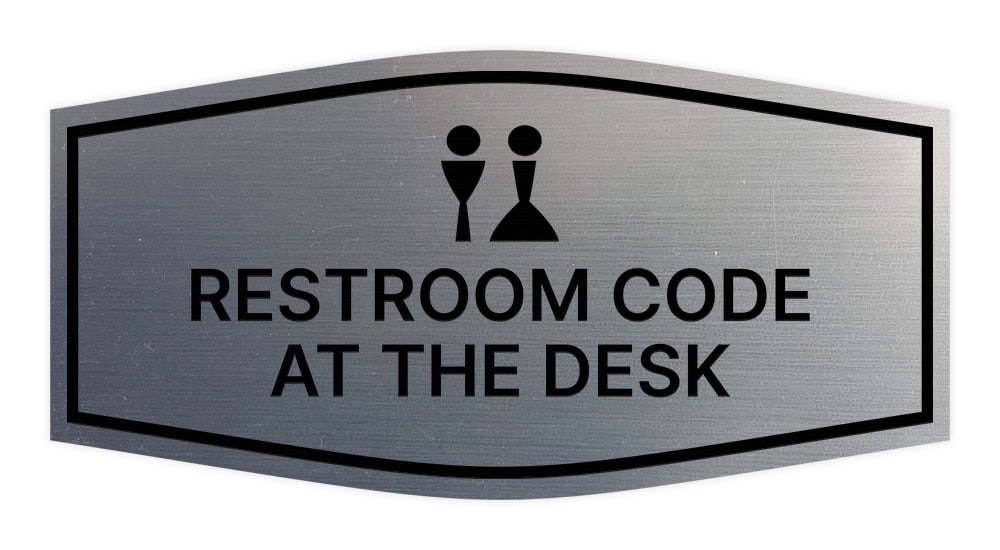 Signs ByLITA Fancy Restroom Code at the Desk Sign (Brushed Silver ...