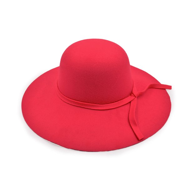 TrendsBlue - Women's Premium Felt Wide Brim Floppy Hat, Red - Walmart.com - Walmart.com