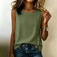 Annhoo Summer Tank Shirt for Women Round Neck Button Decor Sleeveless ...