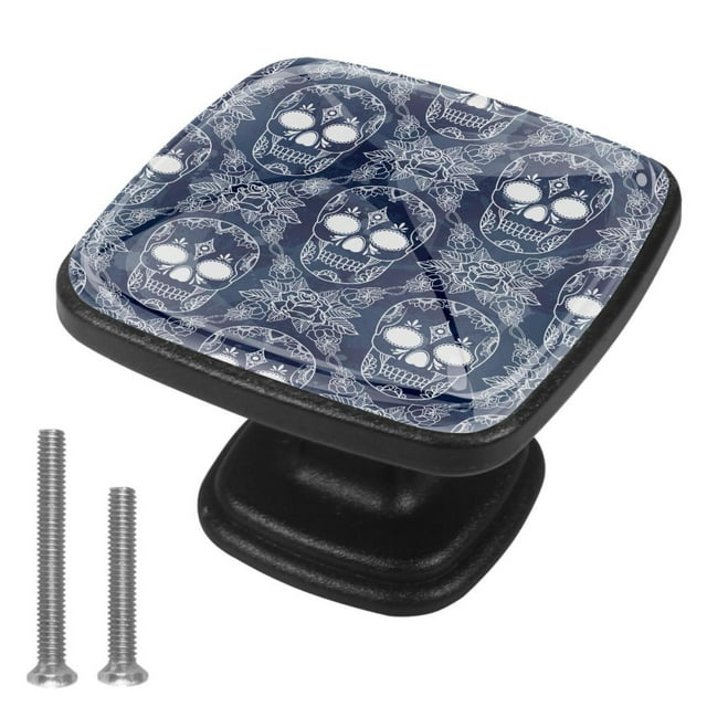 4 Pcs Cabinet Handle Drawer Pulls Skull Knobs with Screws Square ...