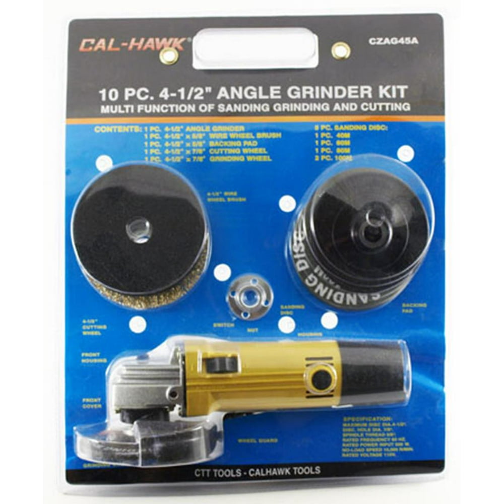 Cal Hawk Tools 10-pc. 4-1/2" Angle Grinder Kit - Walmart.com - Walmart.com