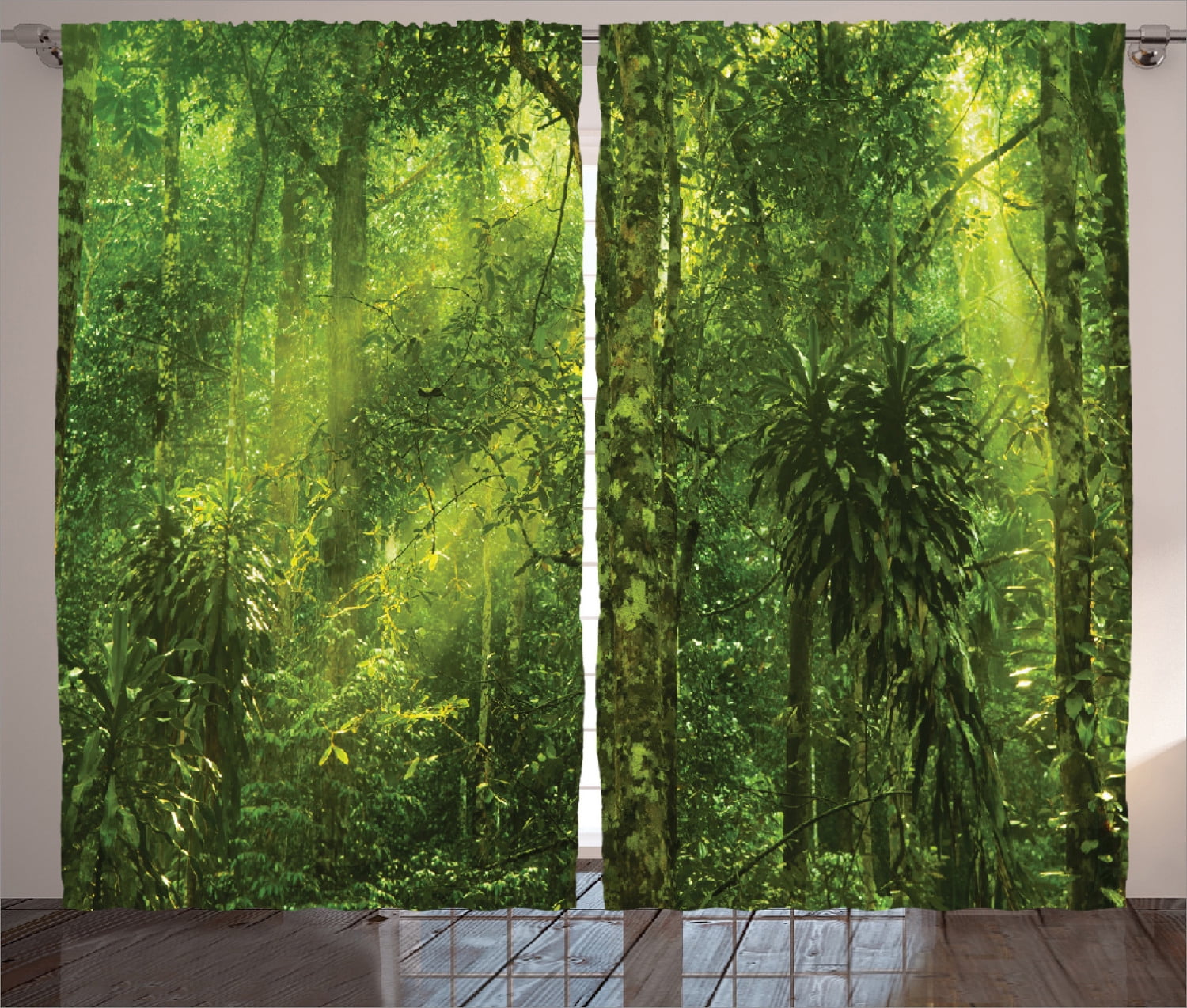 Rainforest Decorations Curtains 2 Panels Set, Sun Shining into Tropical ...