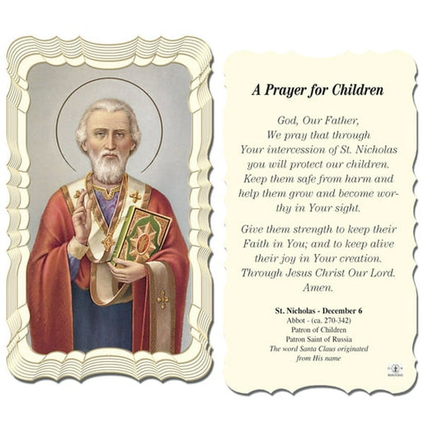Saint Nicholas-Prayer for Children Catholic Prayer Holy Card with ...