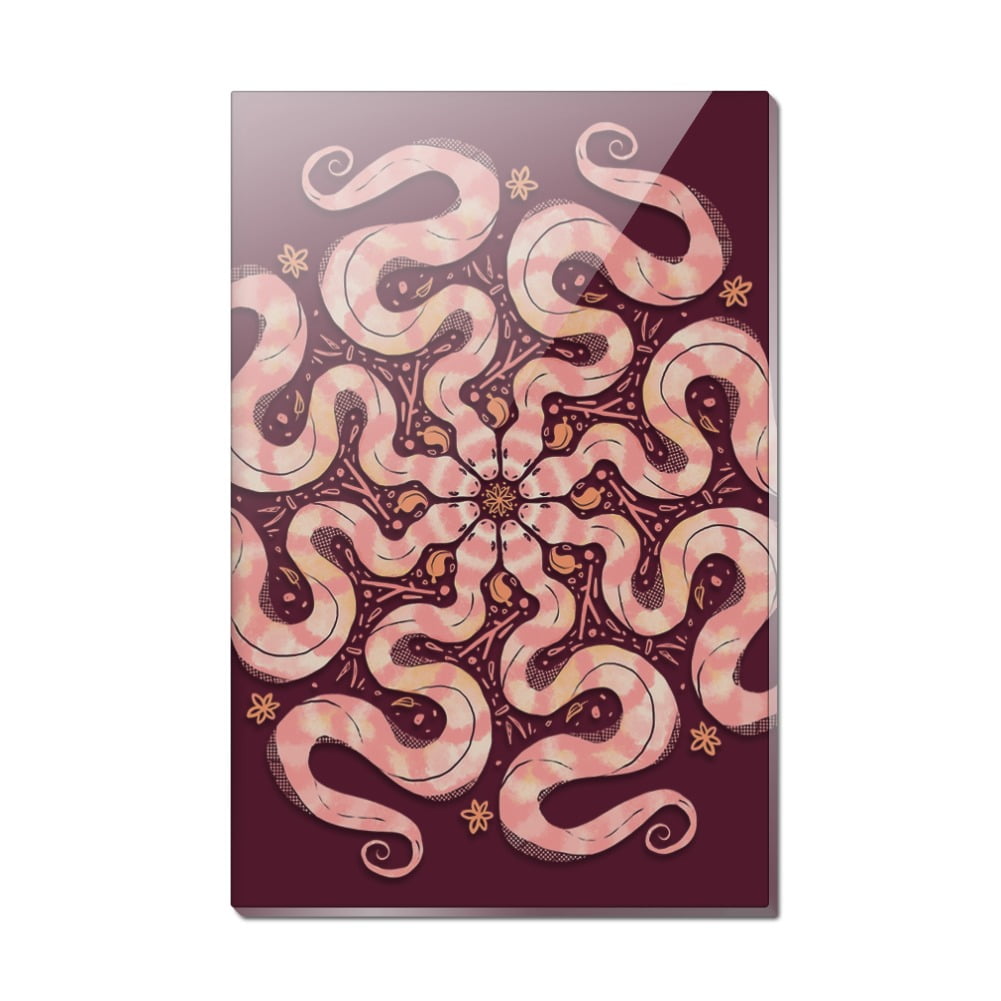 Circle of Snakes Forming a Flower Rectangle Acrylic Fridge Refrigerator ...