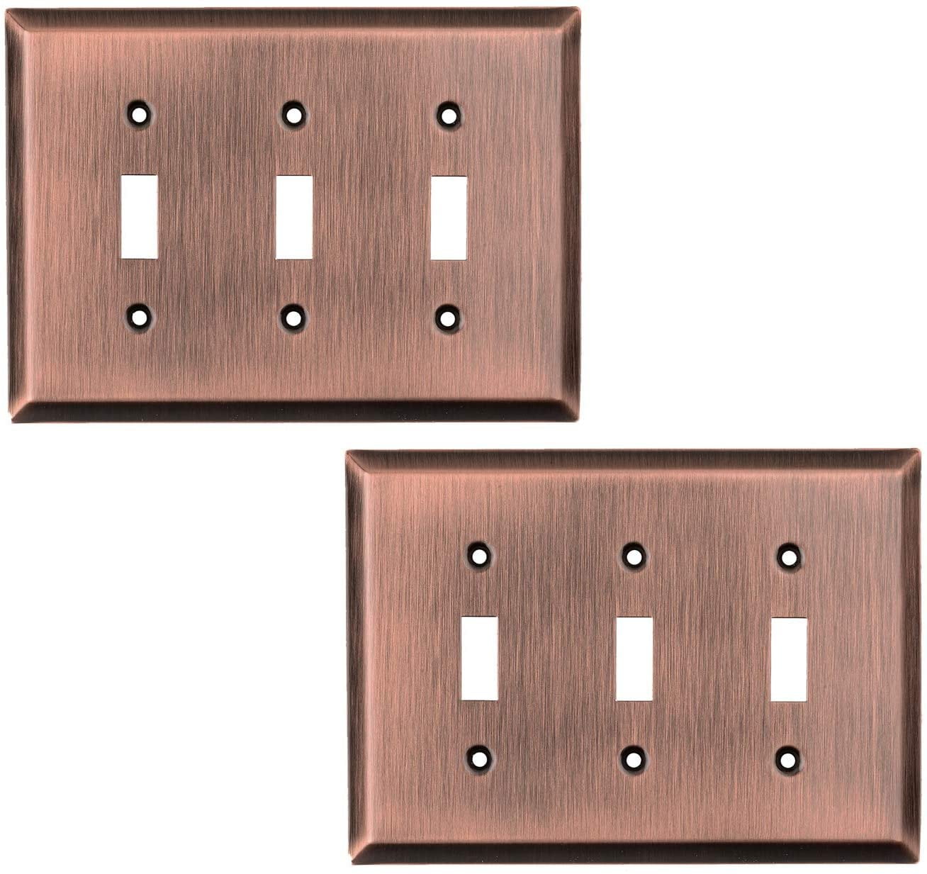Sleeklighting 2 Pack Decorative Copper Outlet Covers | 3 Gang Toggle ...