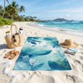 Boho beach towel A blue whale swimming in the ocean surrounded by ...