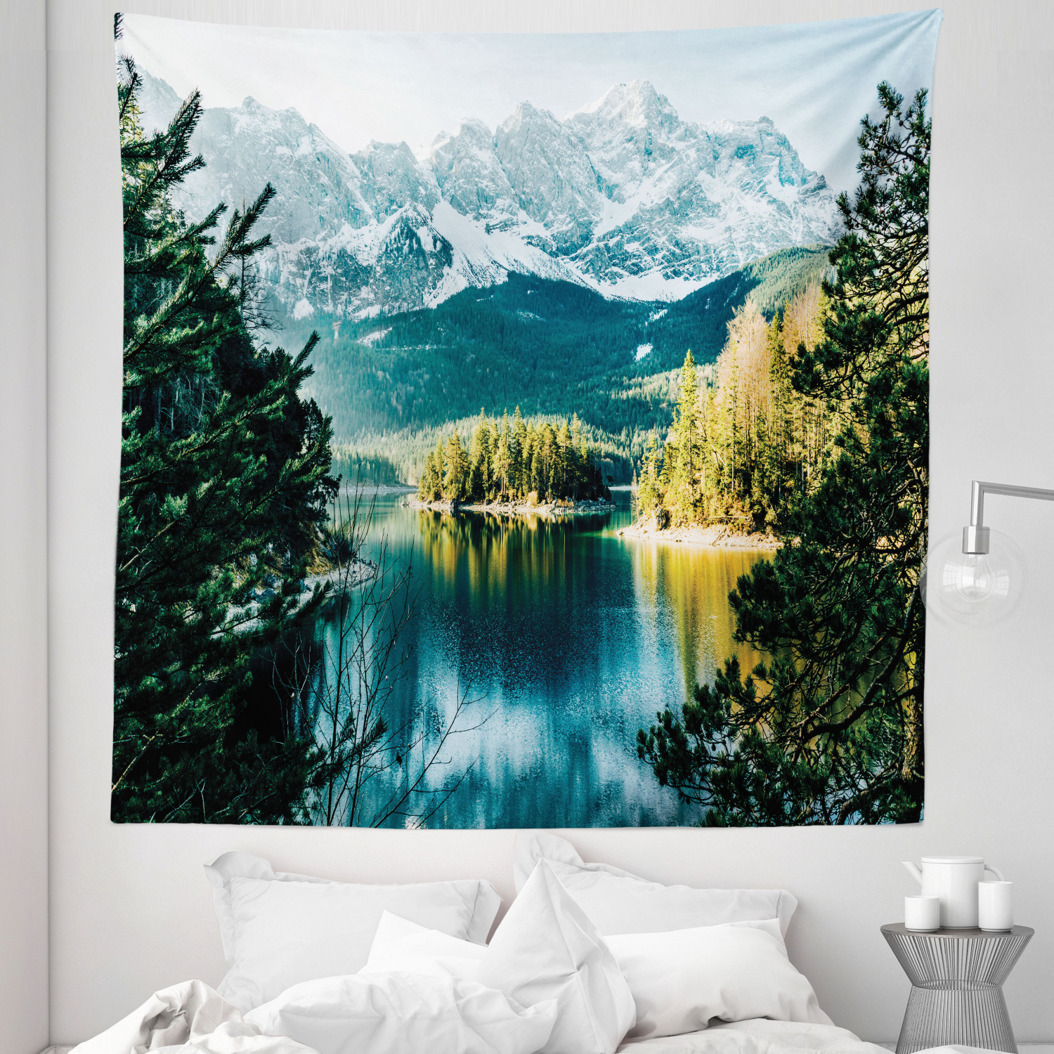 Winter Snow Mountain Wall Art Tapestry Tablecloth Bed Cover Fabric ...