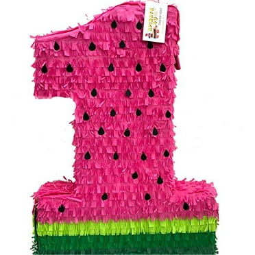 Fun Express Watermelon Pink Asymmetrical Party Pinata, 17.5" x 3.8 ...